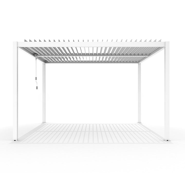 3m x 3m Deluxe White Veranda with Louvered Shutter Roof – Primrose Awnings